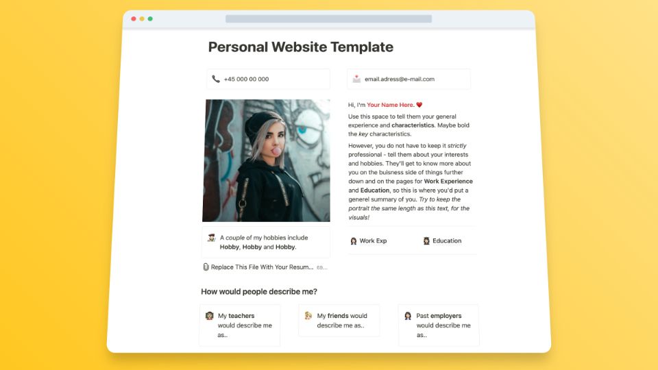 Personal Website In Notion no code Free 